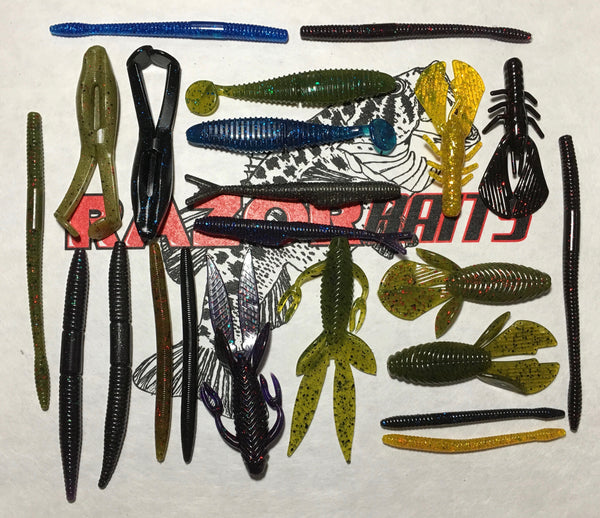 Sample pack of plastics baits – Razor Baits